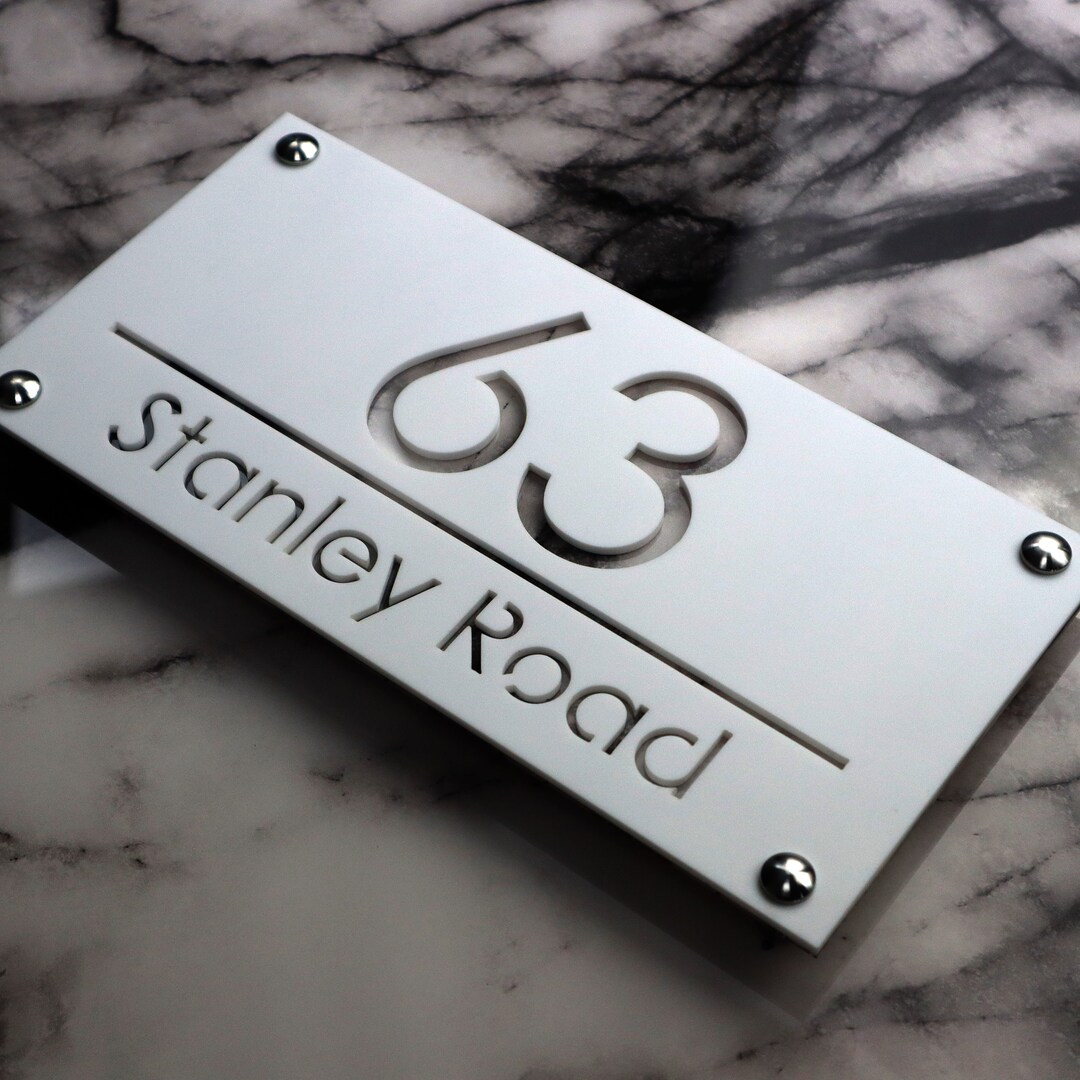 House Wall Plaques UK | Luxe A4 | Bespoke Door Number | Sleek Acrylic ...