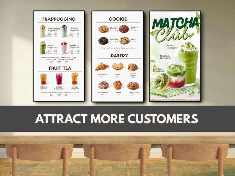 Aesthetic Cafe Menu for 4K Vertical Displays, Minimalistic Coffee Shop ...