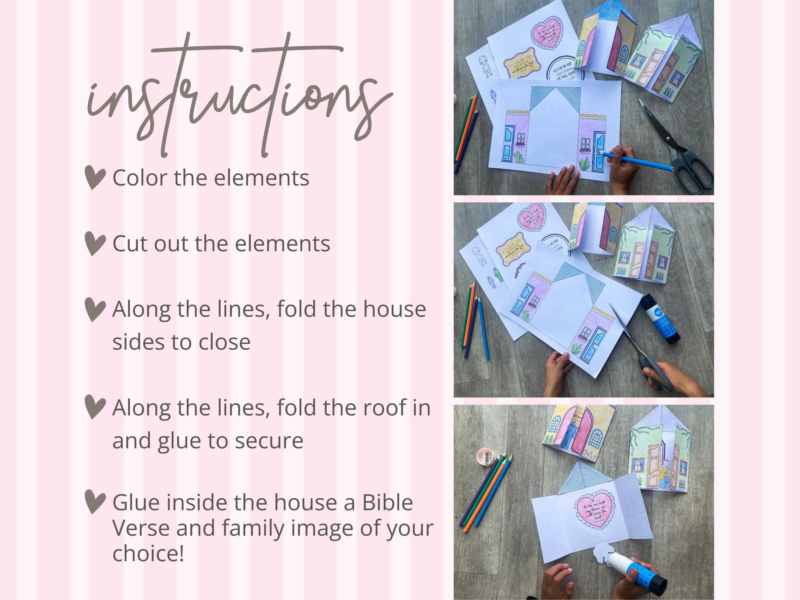 Bible Verse Craft, Me and My House Will Serve the Lord, Christian ...
