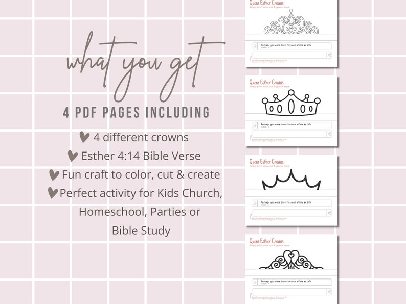Queen Esther Paper Crowns: Bible Verse Coloring Craft (PDF) - Etsy