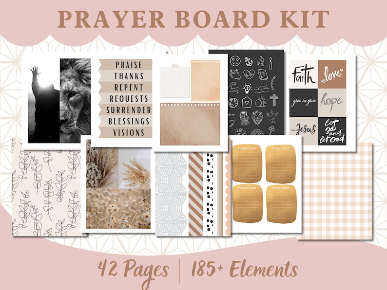 Printable Prayer Board Kit: Christian Vision Board Elements (digital ...