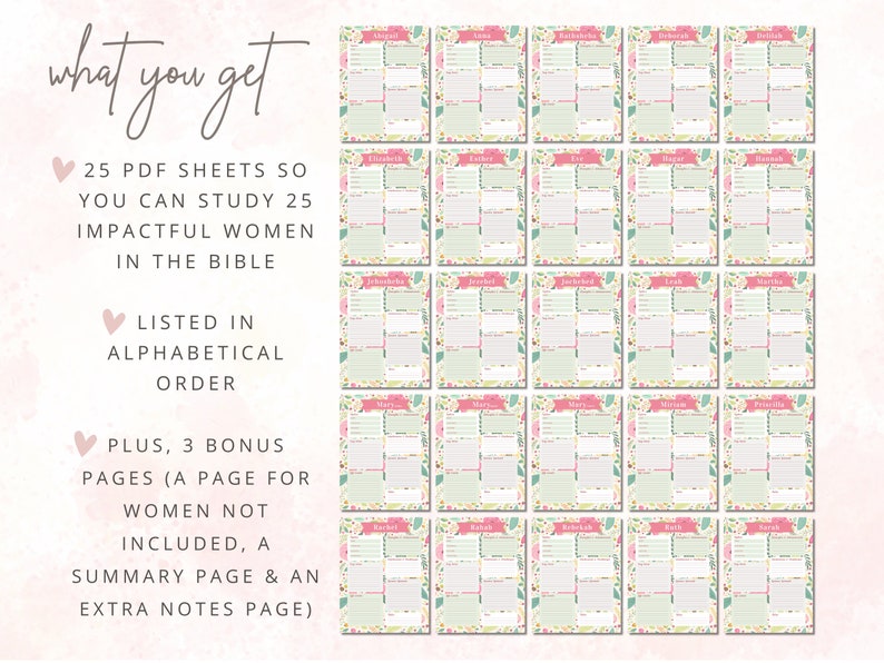 Women of the Bible Study Pack: Printable Christian Journal (PDF) - Etsy