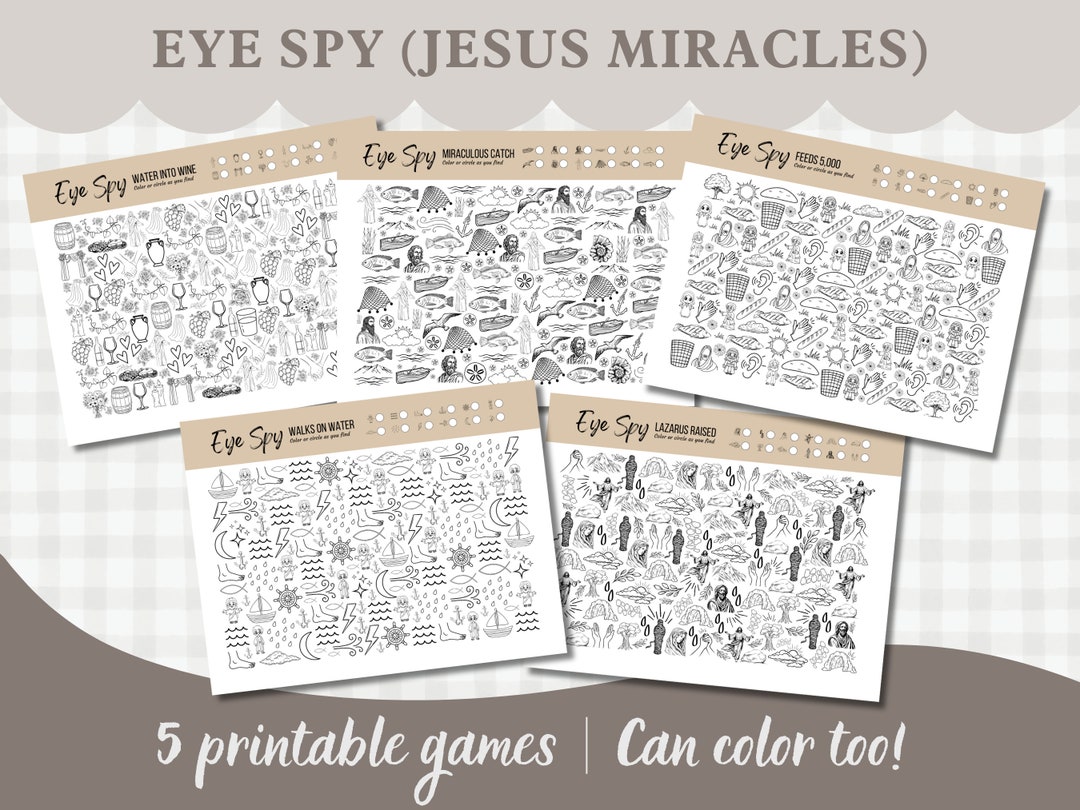 Eye Spy Jesus Miracles, Bible Stories, Coloring Pages, Christian Game ...