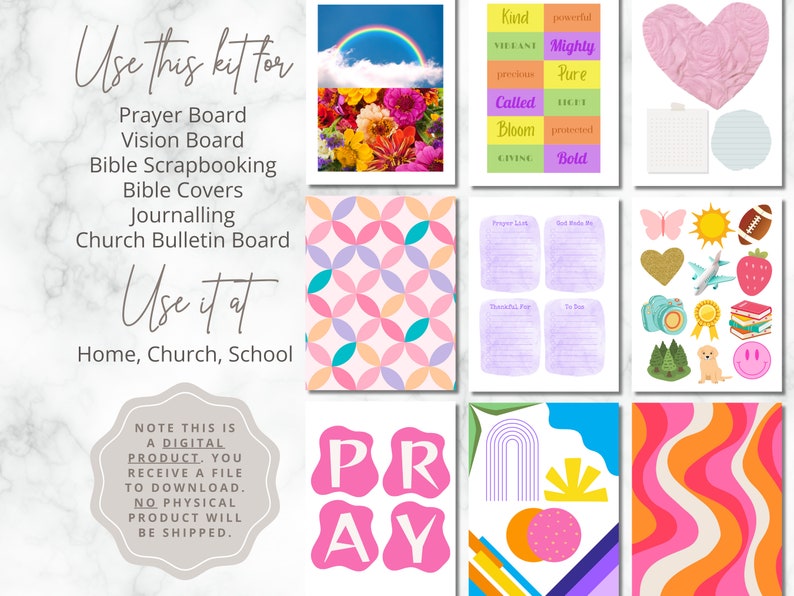 Kids Prayer Board Kit: Christian Scrapbook Printables (digital Download ...