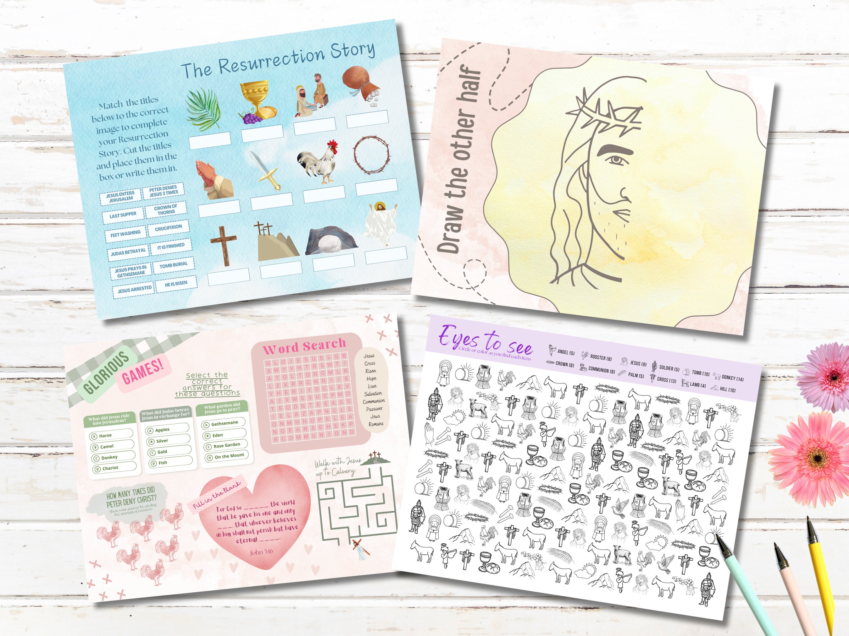 Christian Easter Activity Pack, Printable Sunday School Craft, Kids ...