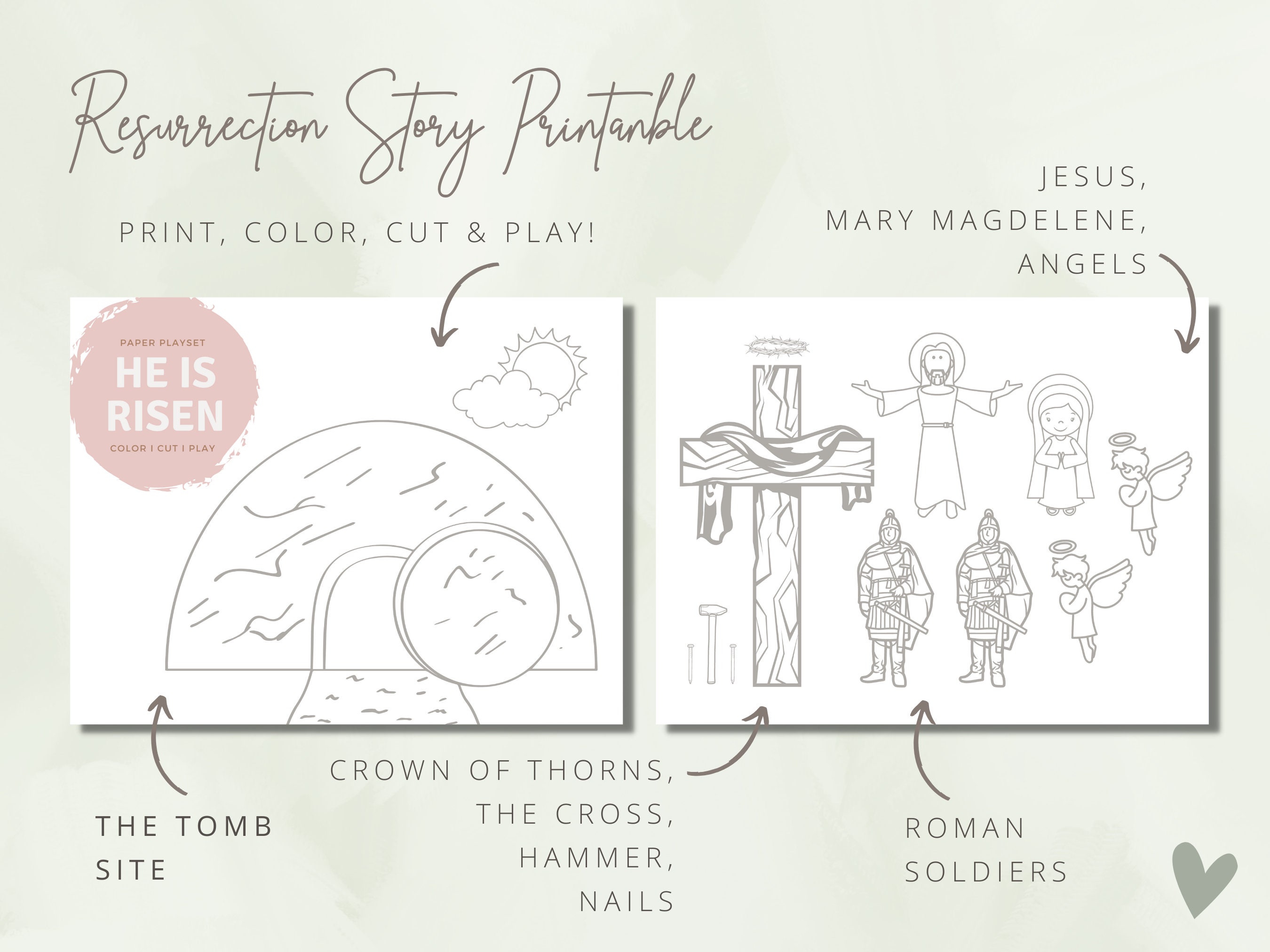 Resurrection Paper Playset, Kids Bible Lessons, Bible Coloring Pages ...