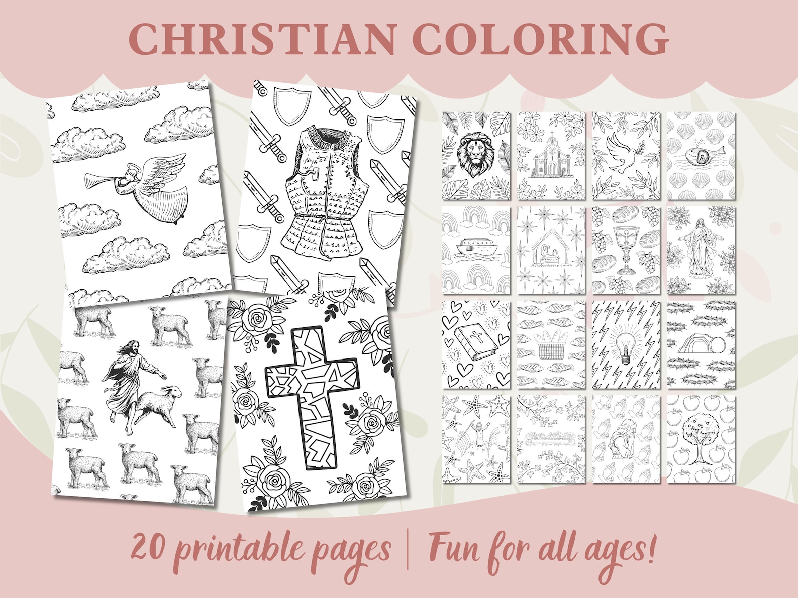 Christian Coloring Pages: Bible Story Art for Kids & Adults (PDF) - Etsy