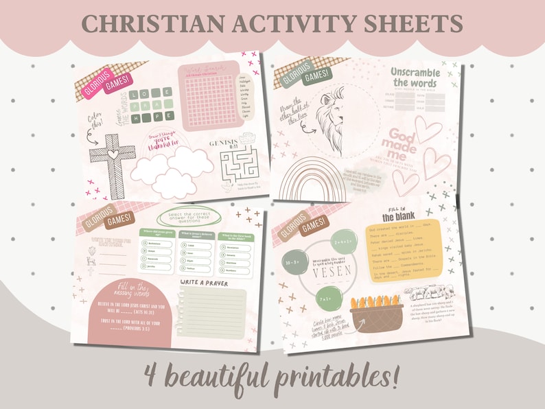 Christian Kids Activity Sheets: Bible Games, Sunday School (PDF Print ...