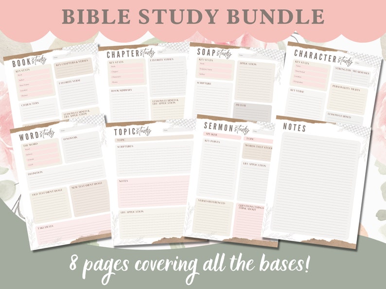 Bible Study Printable Bundle: SOAP, Sermon, Scripture Notes (PDF) - Etsy