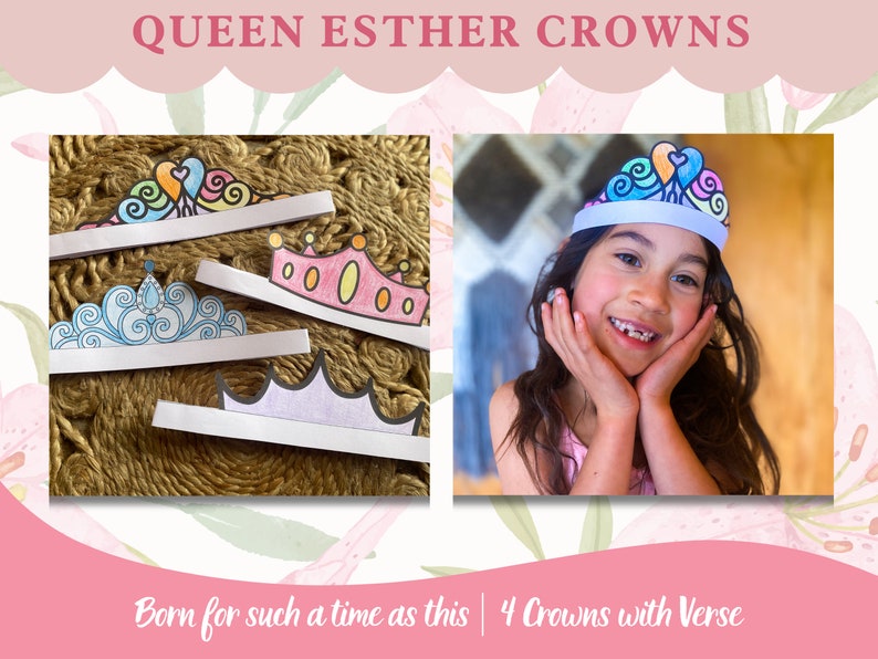 Queen Esther Paper Crowns: Bible Verse Coloring Craft (PDF) - Etsy