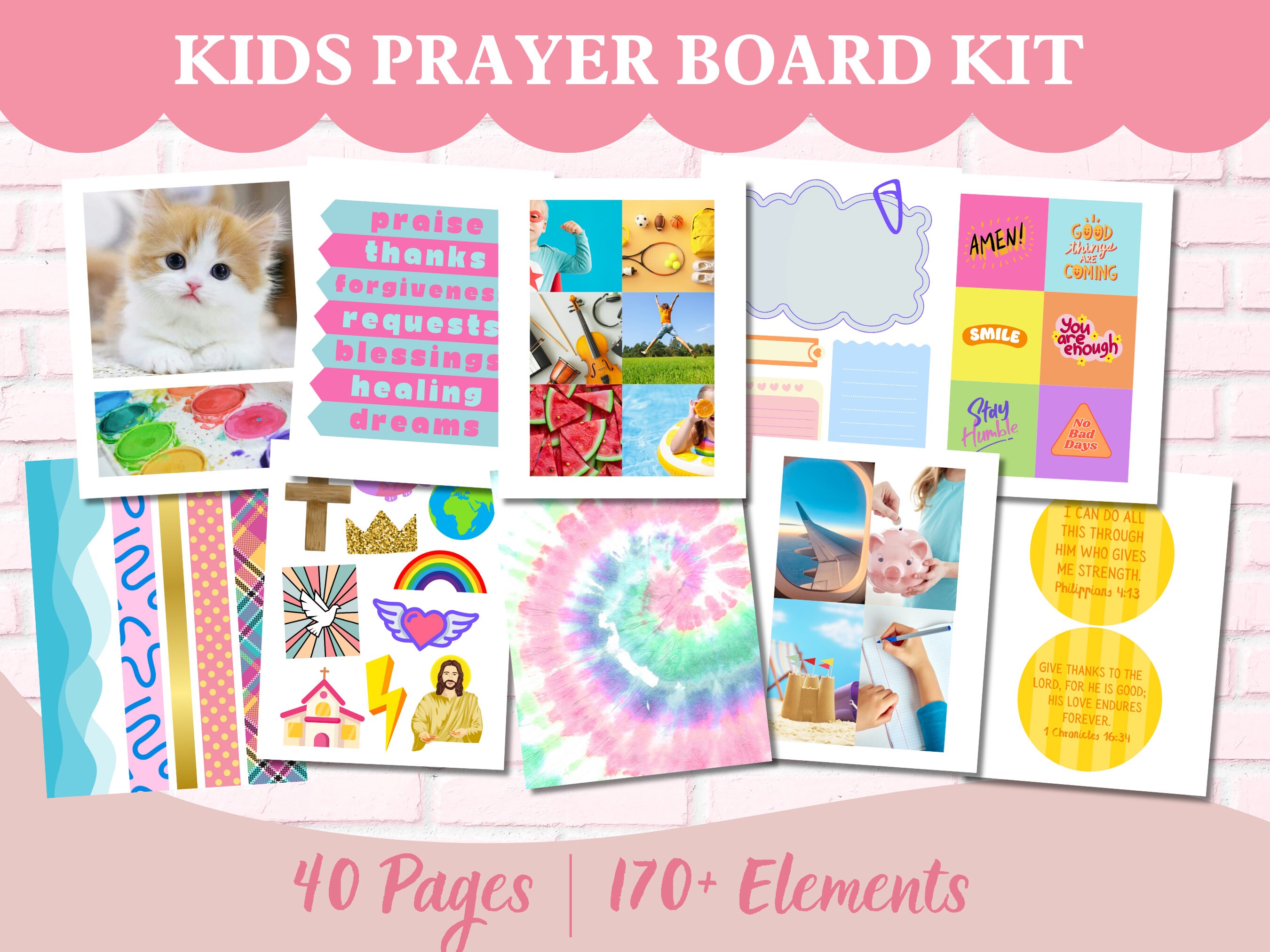 Kids Prayer Board Kit: Christian Scrapbook Printables (digital Download ...