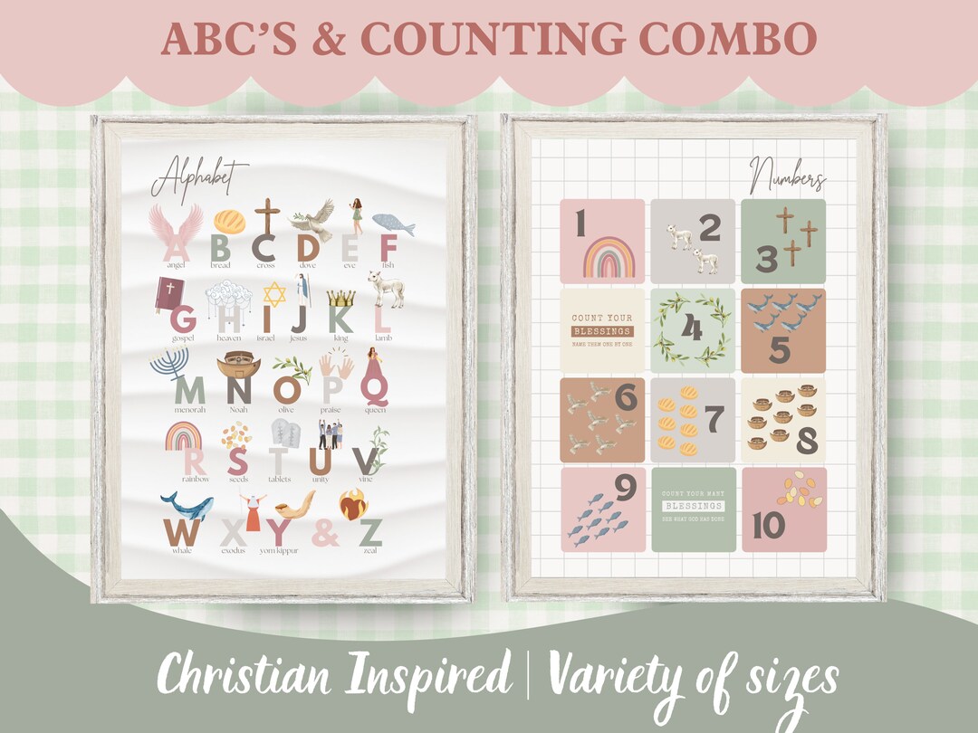 Abc's Counting Combo, Printable Poster, Alphabet Numbers, Christian Kid ...
