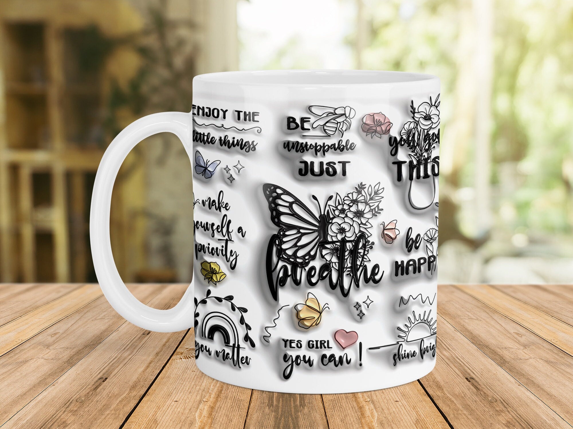 Positive Affirmation Mug Wrap, 3D Motivational Mug Wrap, 3D Affirmation ...