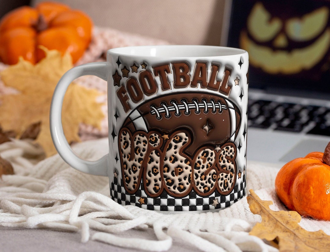3D Football Vibes Mug Wrap, Football Puff Mug Design, 3D Football Mug ...