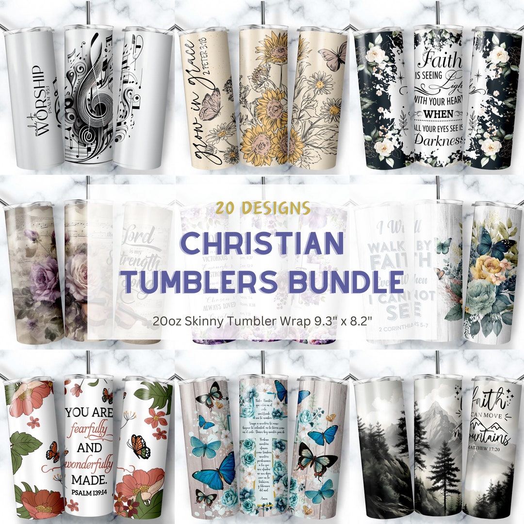 20 Designs - Christian Tumblers Bundle, Bible Tumbler Wrap Bundle ...
