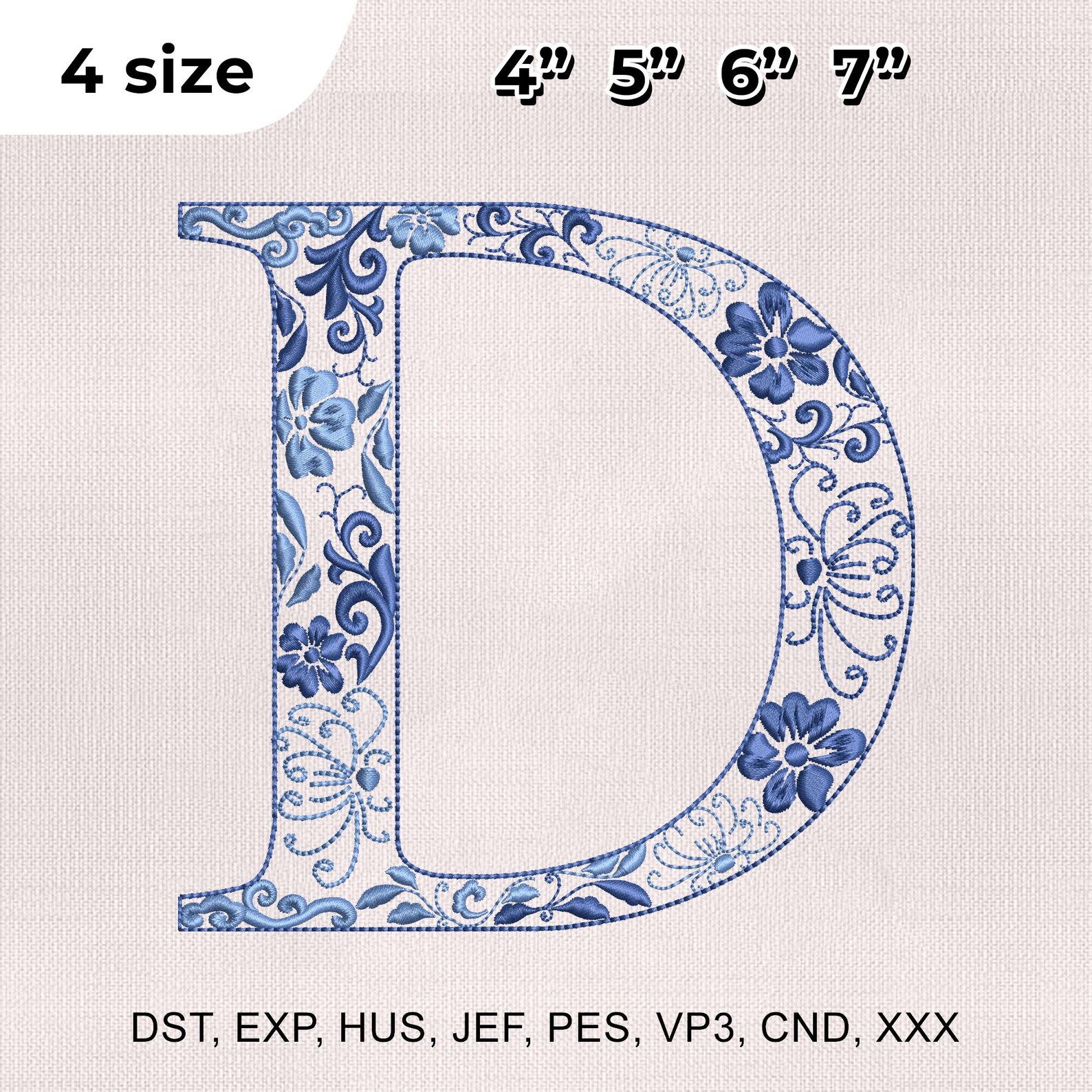 4 Size Chinoiserie Letters Embroidery Font Bundle,machine Embroidery ...