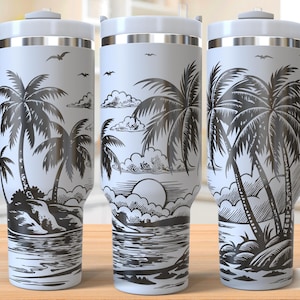 Beach 40oz Tumbler Laser Engraving Wrap, Summer Tumbler Wrap Svg, Beach ...
