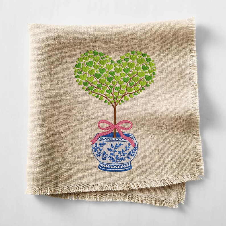 4 Size Heart Topiary Tree Embroidery Design, Chinoiserie Tree ...