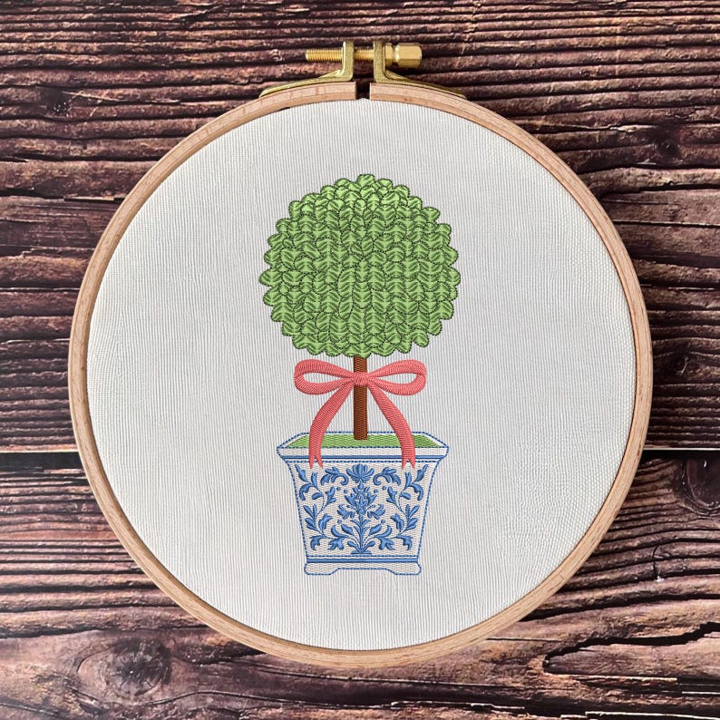 4 Size Willow Topiary Embroidery Design, Chinoiserie Willow Tree ...