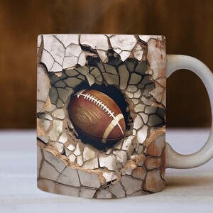 3D Football in the Crack Mug, Football Mug Design, Mug PNG, 3D Mug ...