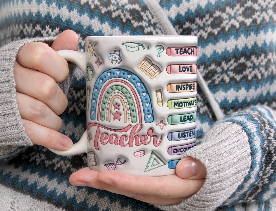 3D Teacher Inflated Mug Wrap, 3D Teacher Mug, Mug for Teacher, 11oz Mug ...