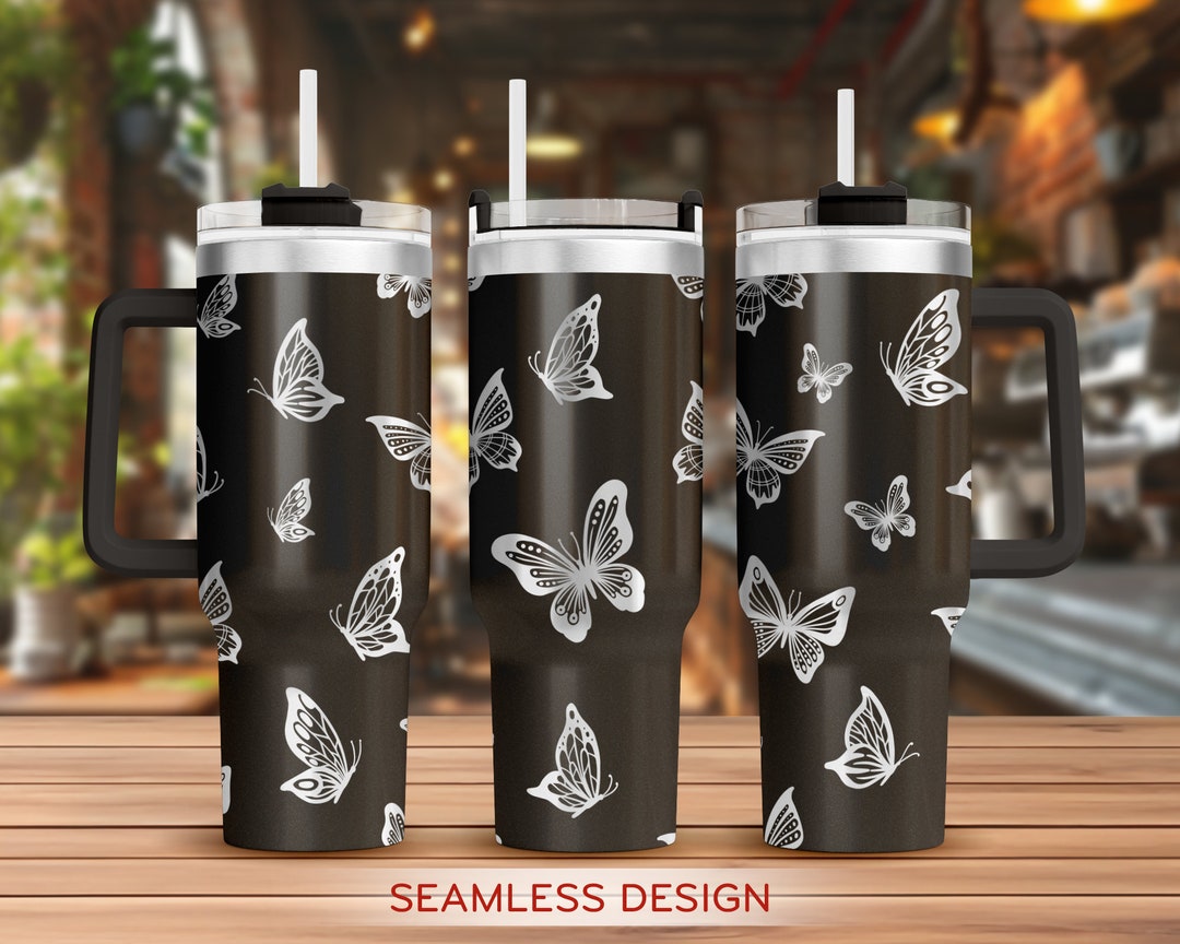 Butterfly Tumbler Laser Svg, Butterfly 40oz Tumbler Full Wrap Laser Svg ...