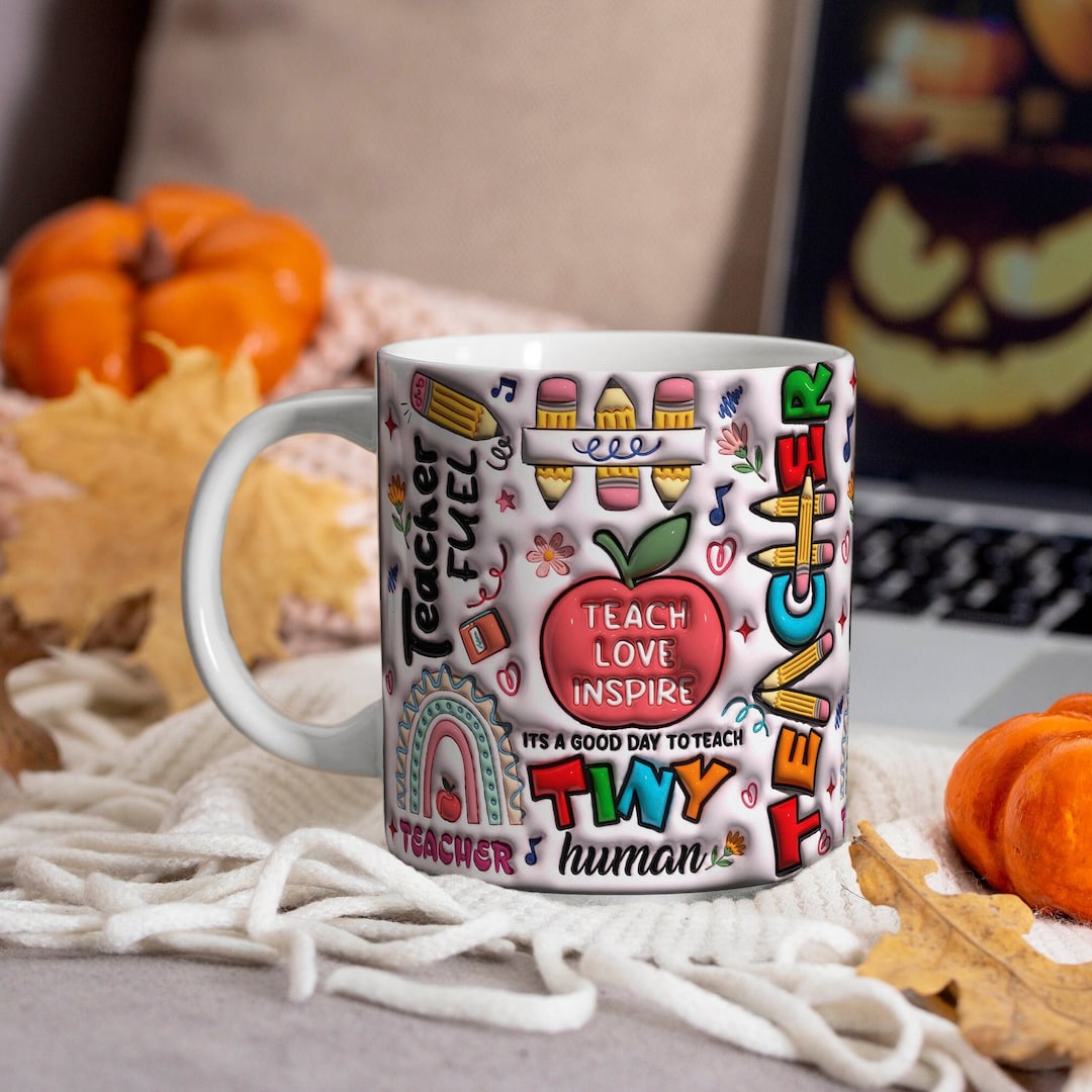 3D Teacher Inflated Mug Wrap, 3D Teacher Mug, Mug for Teacher, 11oz Mug ...