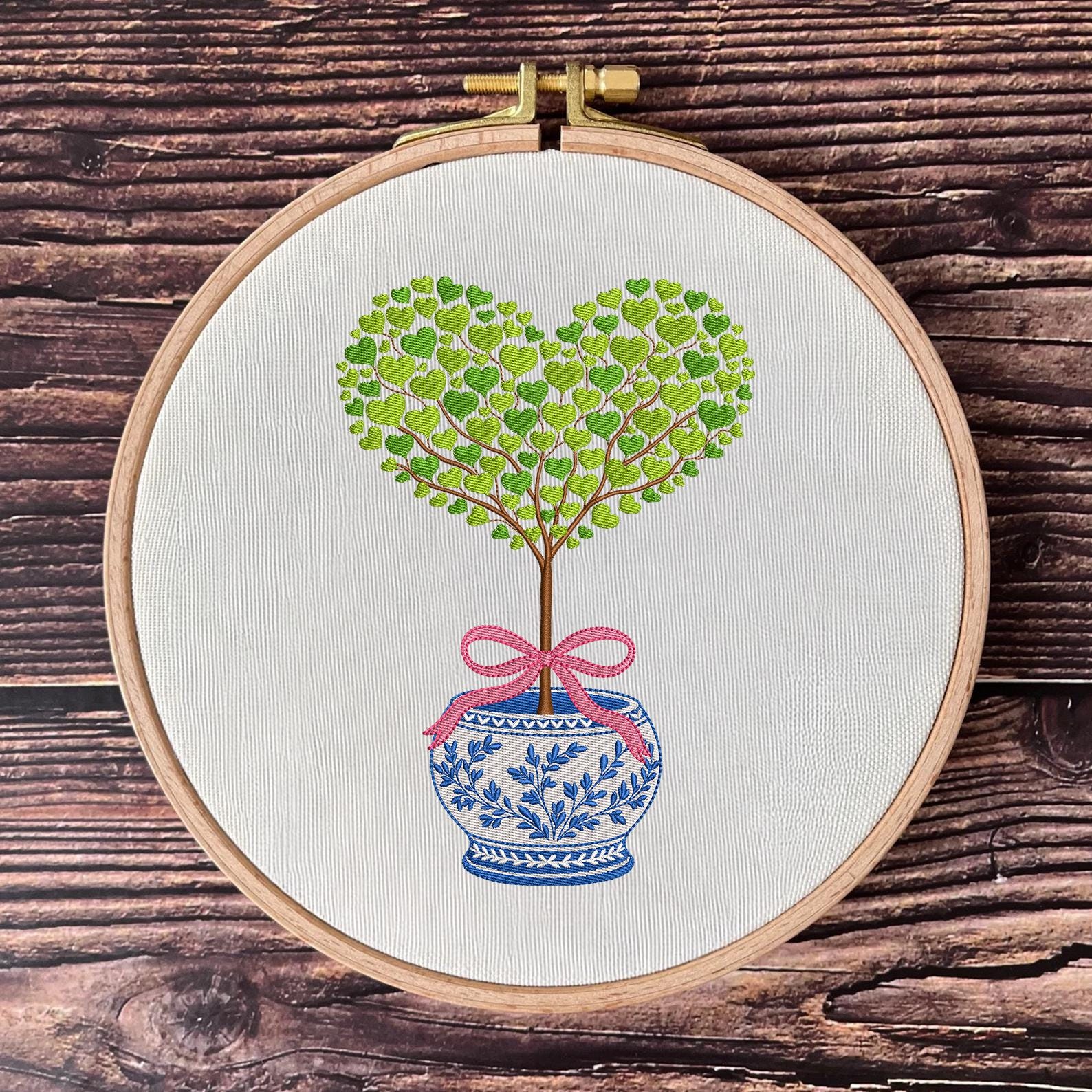 4 Size Heart Topiary Tree Embroidery Design, Chinoiserie Tree ...