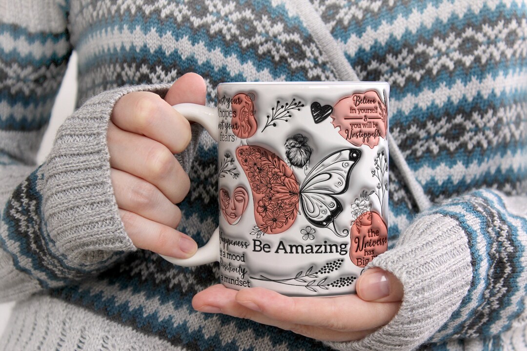 Positive Affirmation Mug Wrap, 3D Motivational Mug Wrap, 3D Affirmation ...