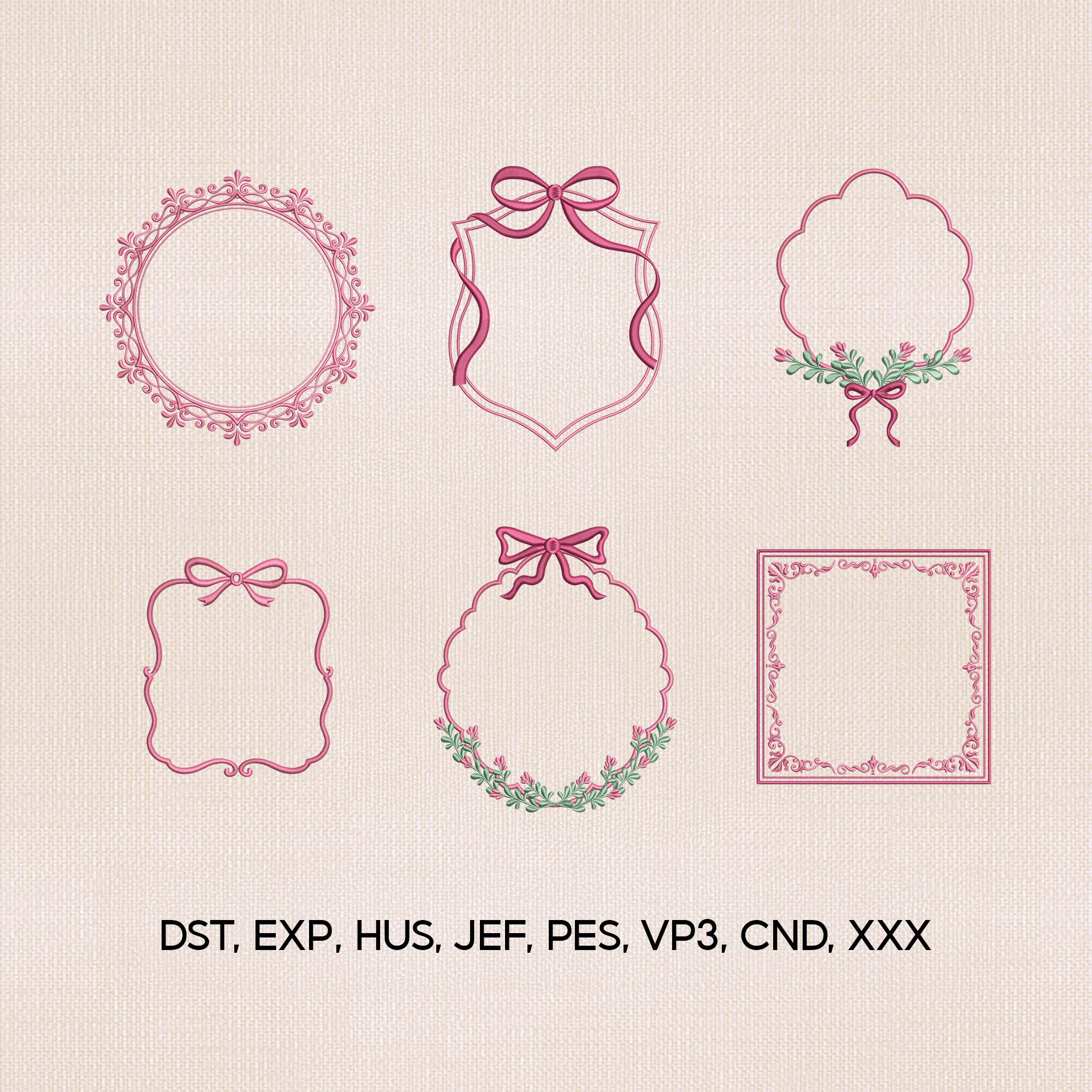 6 Monogram Wreath Crest Embroidery Design, Vintage Wreath Embroidery ...
