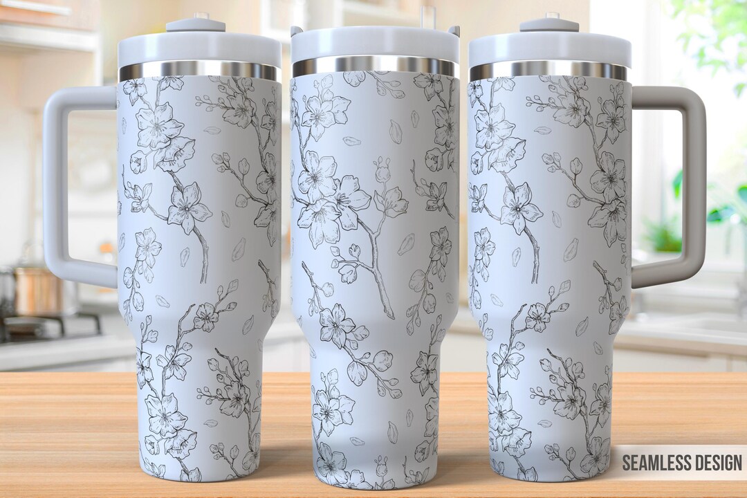 Cherry Blossom 40oz Tumbler Laser Engraving Wrap, Flower Tumbler Wrap ...