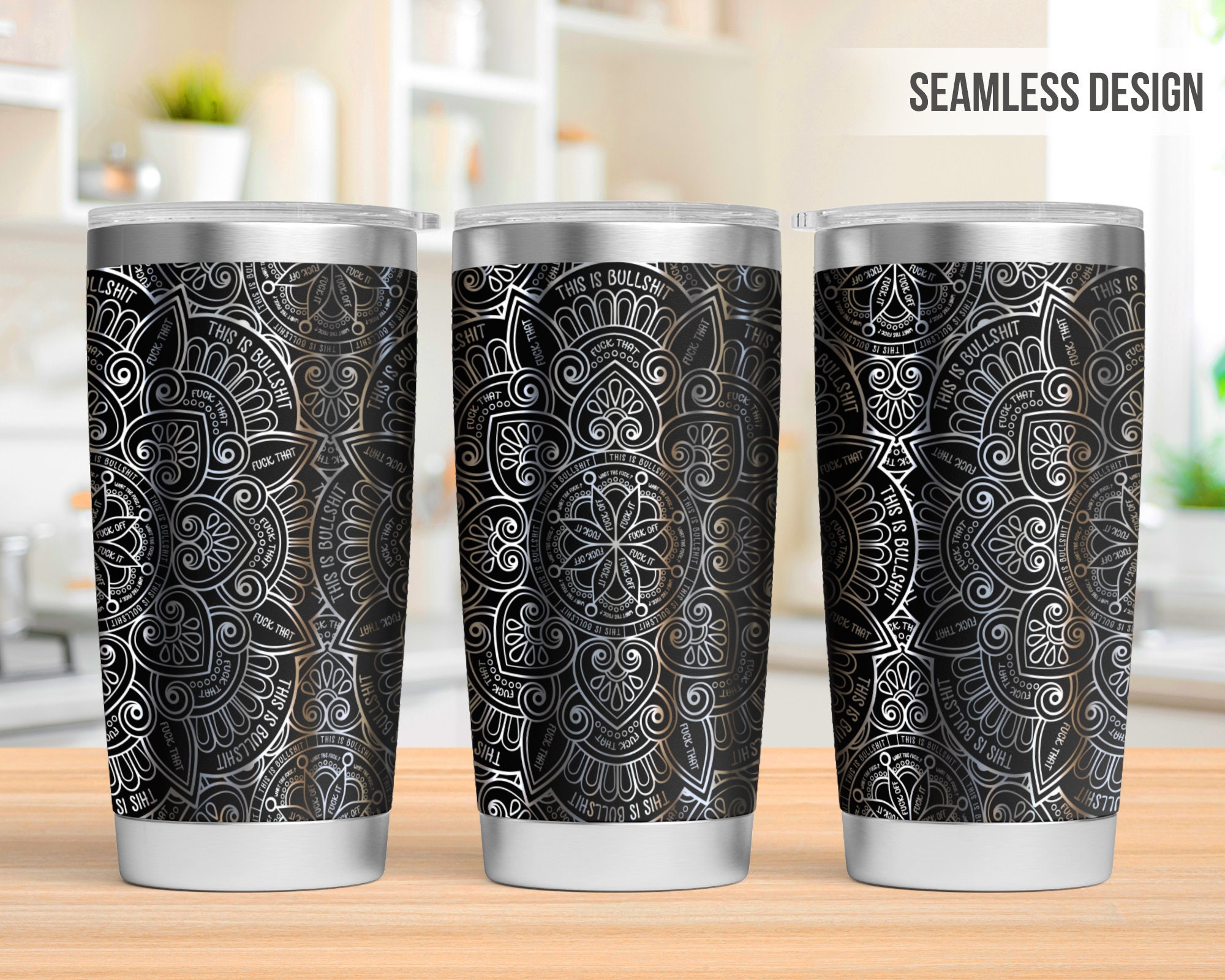 Swear Words Mandala Tumbler Laser Svg, Cuss Words SVG, Sarcastic 20oz ...