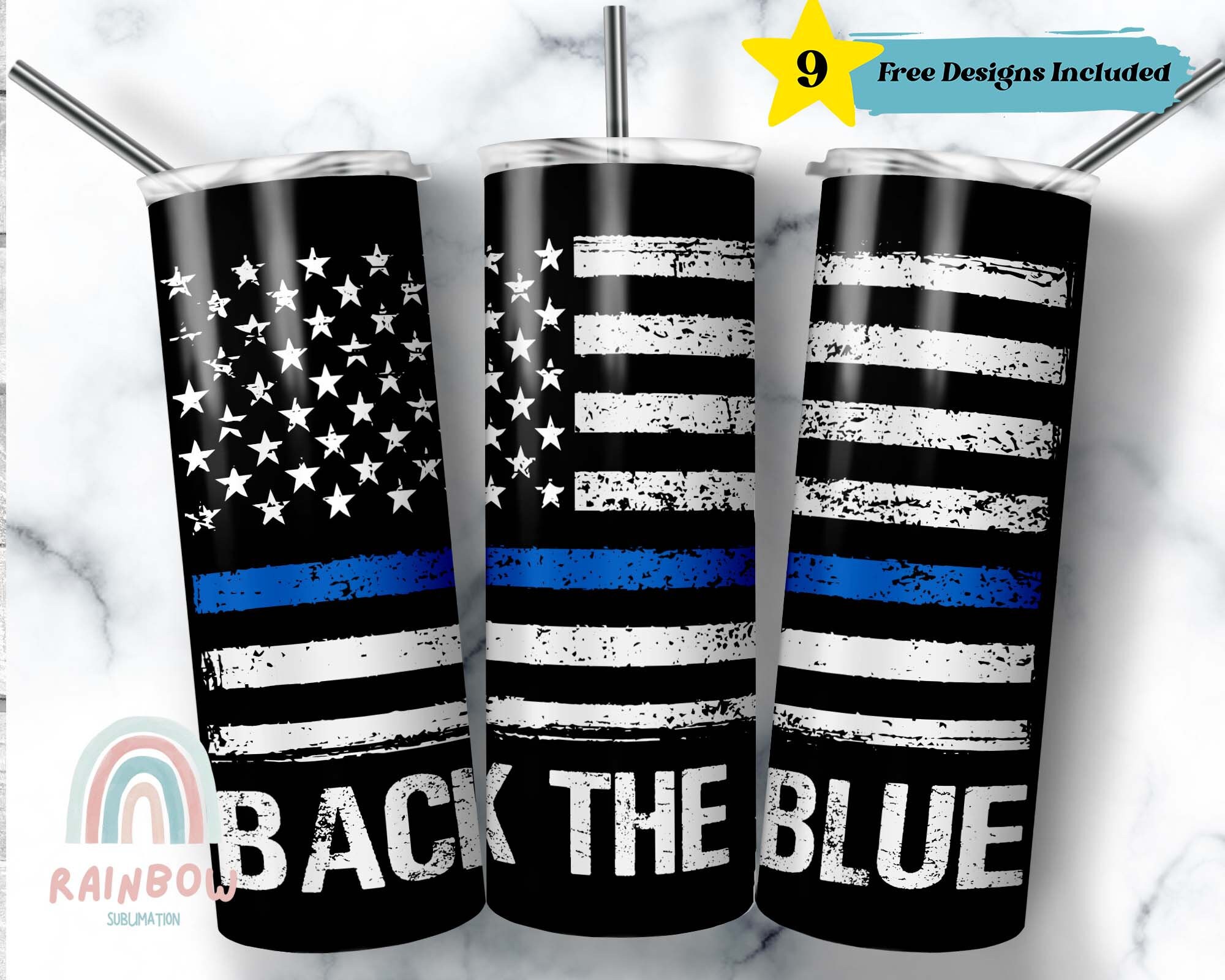 Back the Blue Tumbler Wrap Sublimation Tumbler Design - Etsy