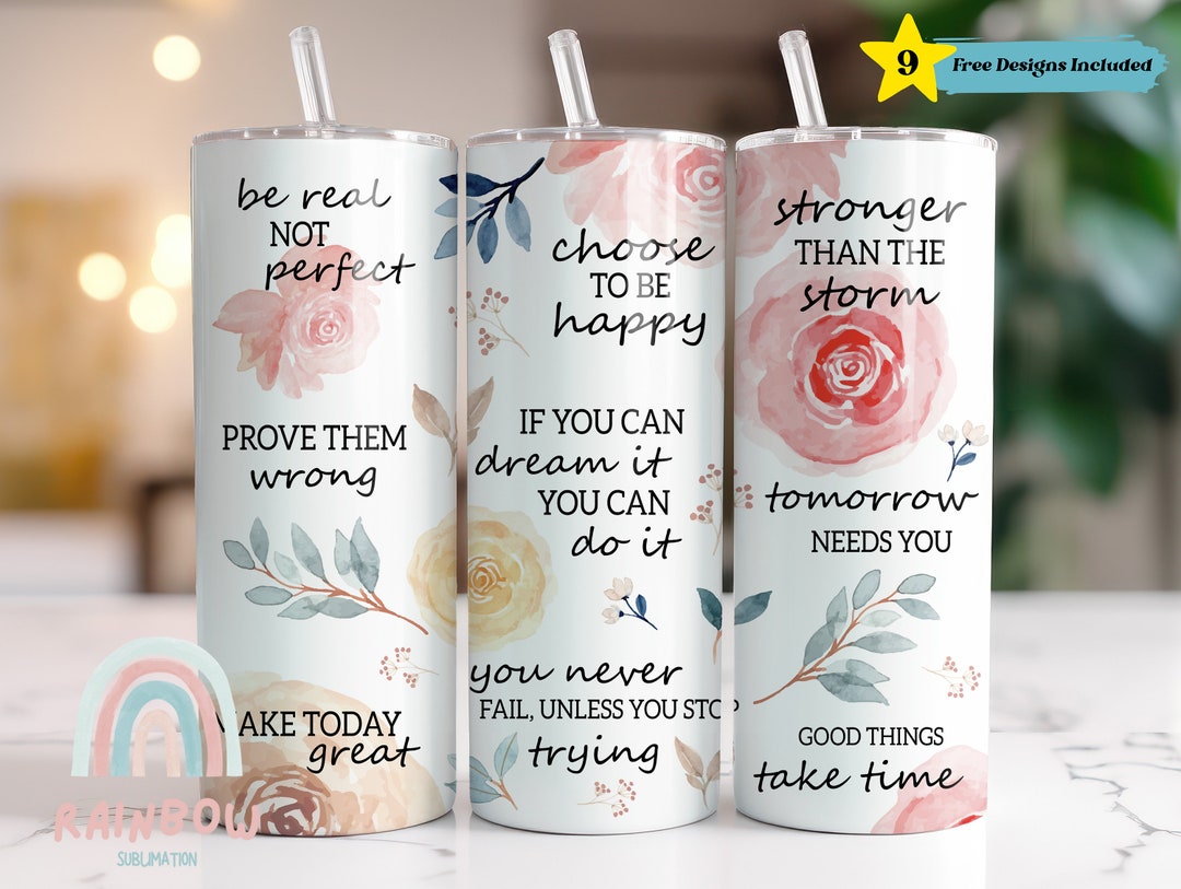 Positive Affirmation Tumbler Wrap, Motivational Wrap PNG, Digital ...