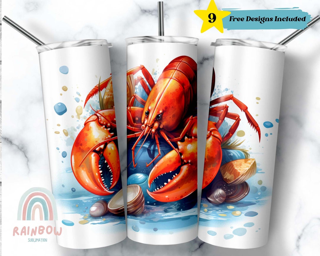 Watercolor Lobster Tumbler Wrap, Lobster Tumbler Design, Sublimation ...