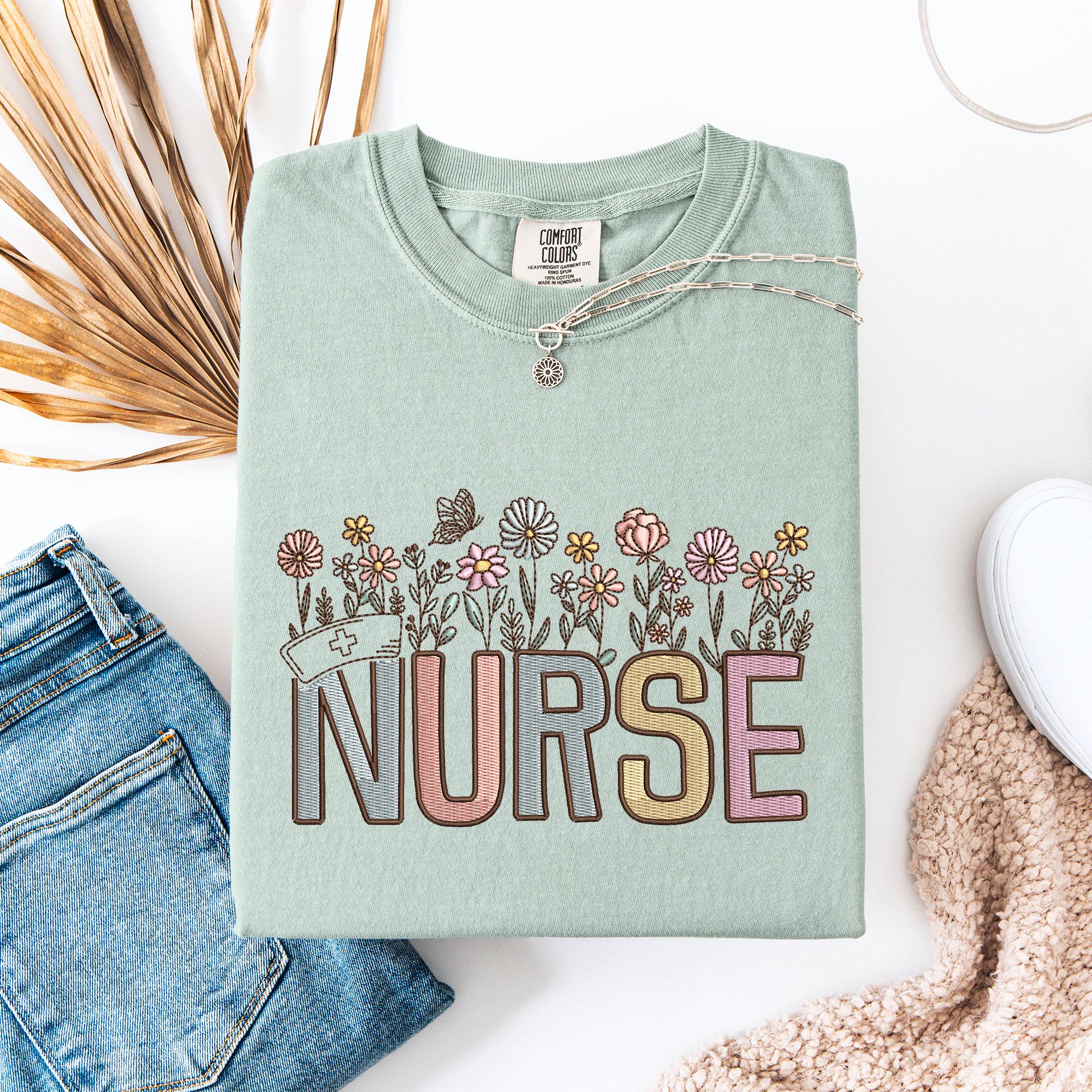 4 Sizes Floral Nurse Embroidery Design, Nurse Embroidery Design, Nurse ...