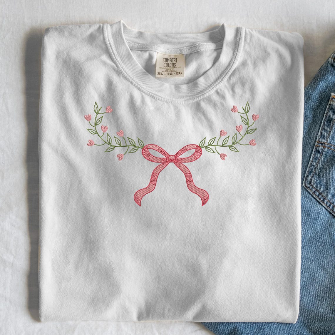 5 Size Heart Rosebud Embroidery Design, Floral Vine Embroidery Design ...