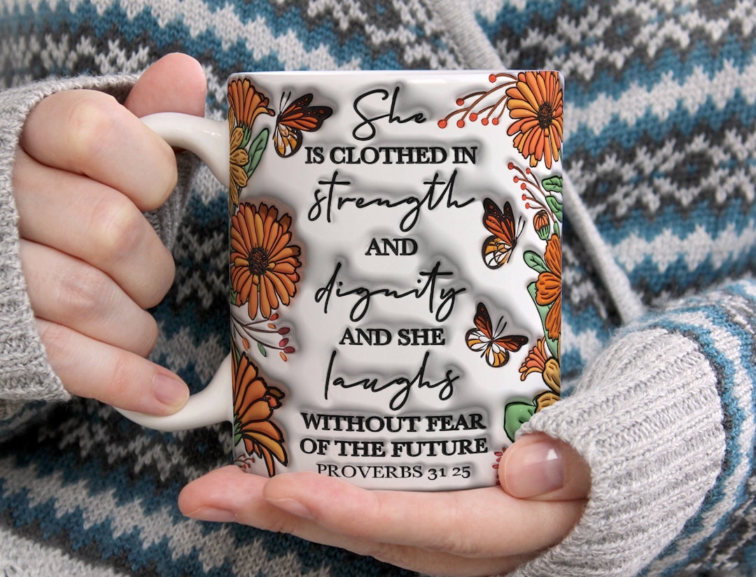 3D Proverbs 31:25 Mug Wrap, 3D Faith Bible Verse Mug, Positive ...