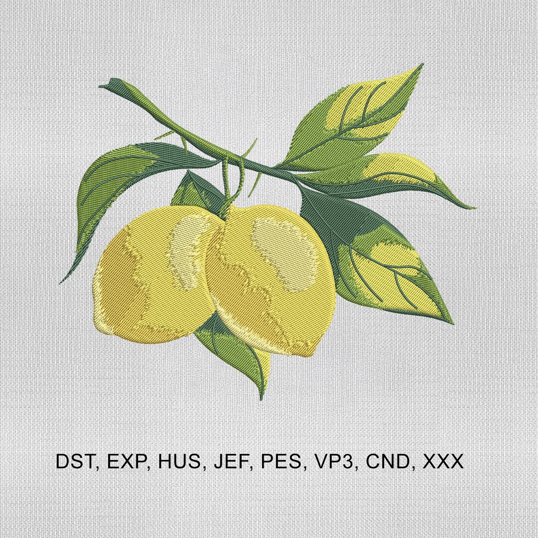 5 Sizes Lemon Embroidery Design, Fruit Embroidery Design, Lemon Machine ...