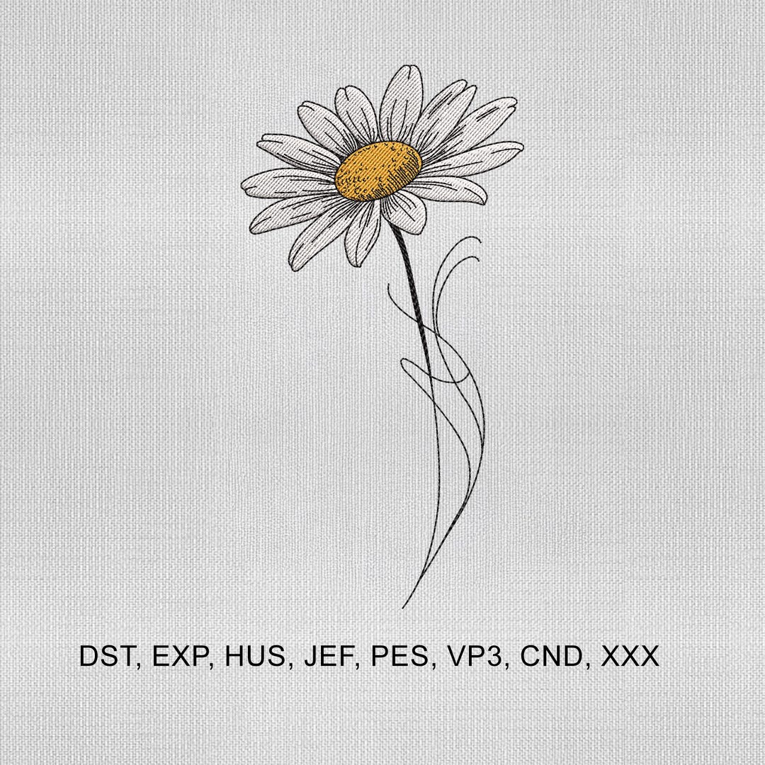 5 Size Daisy Embroidery Design, Daisy Machine Embroidery File, Flower ...