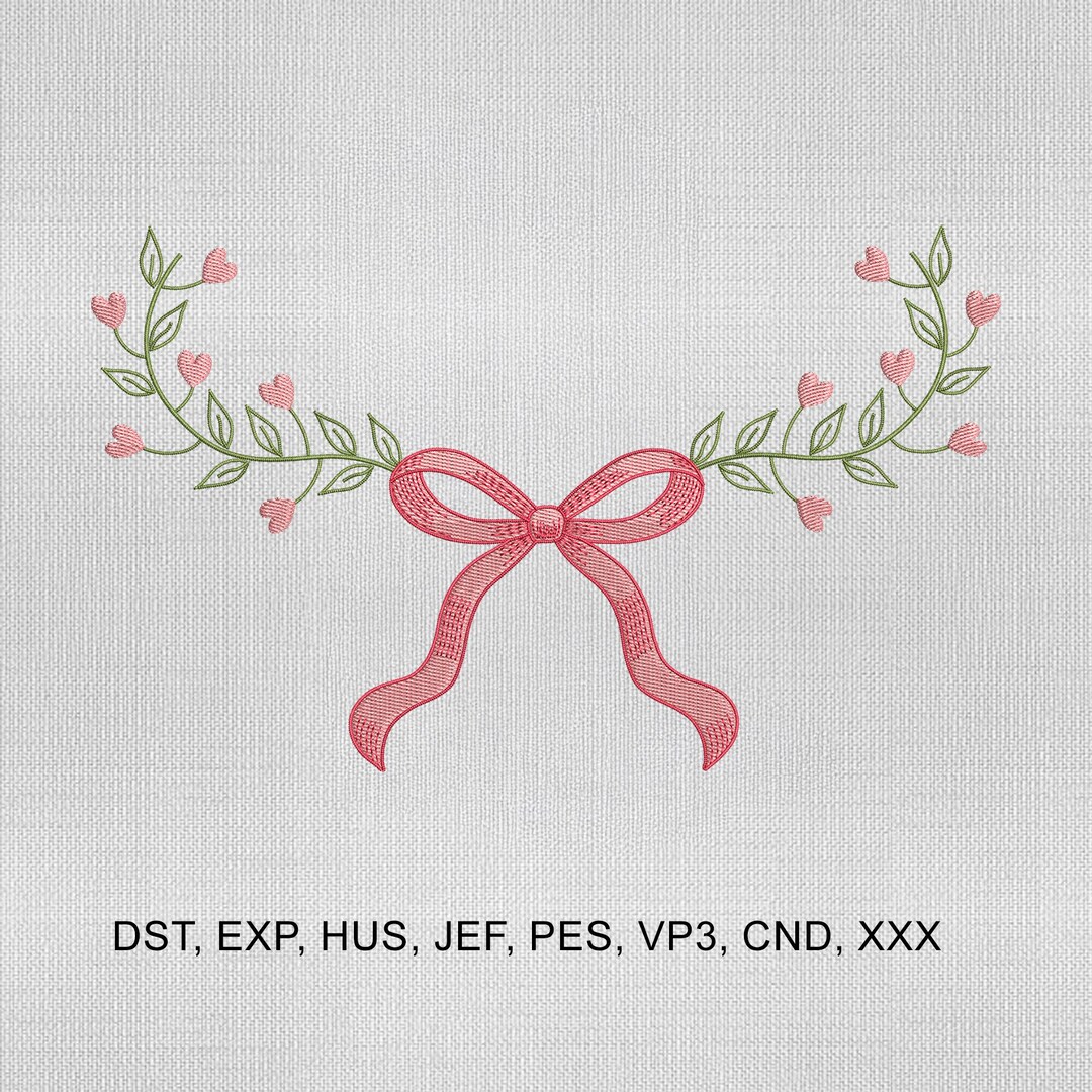 5 Size Heart Rosebud Embroidery Design, Floral Vine Embroidery Design ...