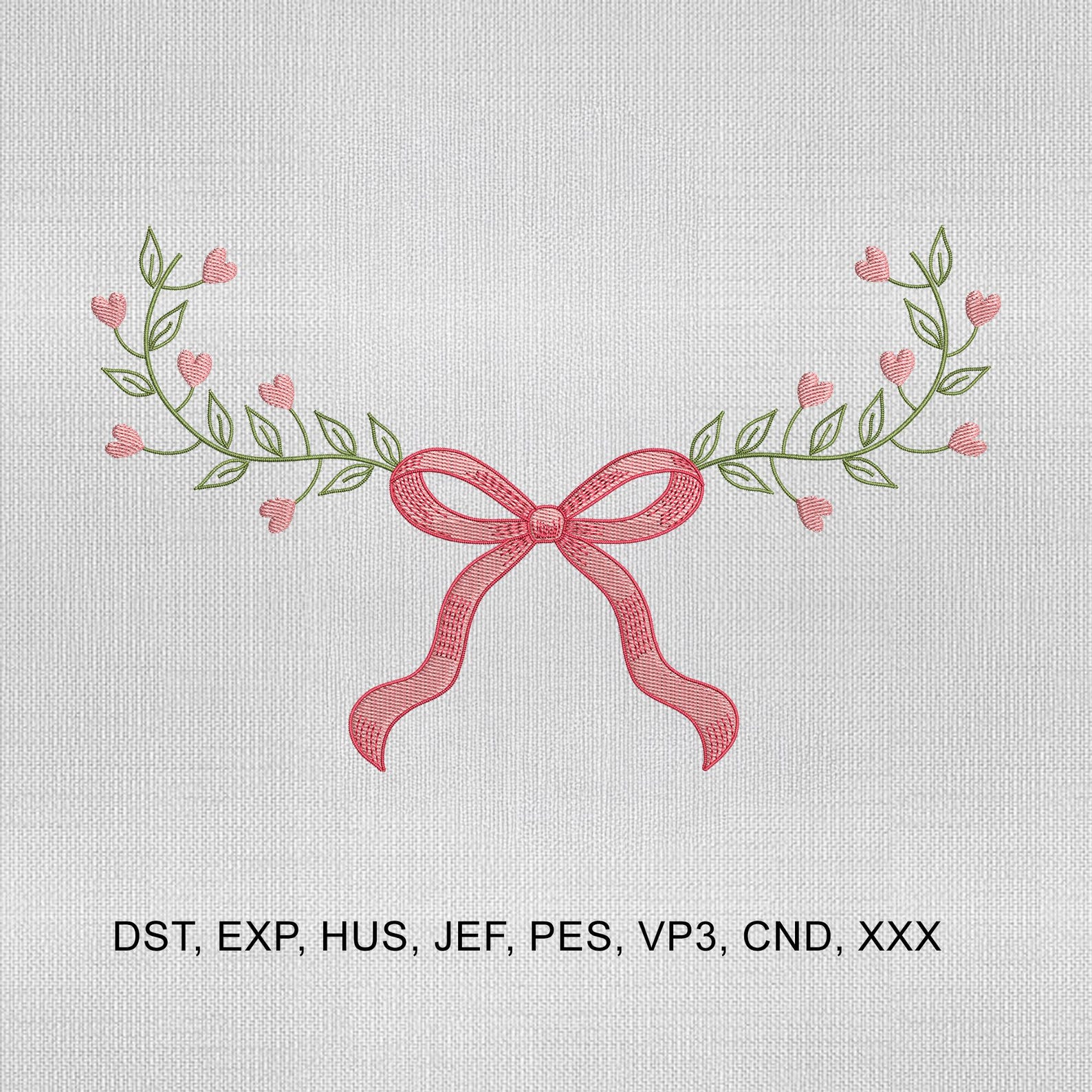 5 Size Heart Rosebud Embroidery Design, Floral Vine Embroidery Design ...