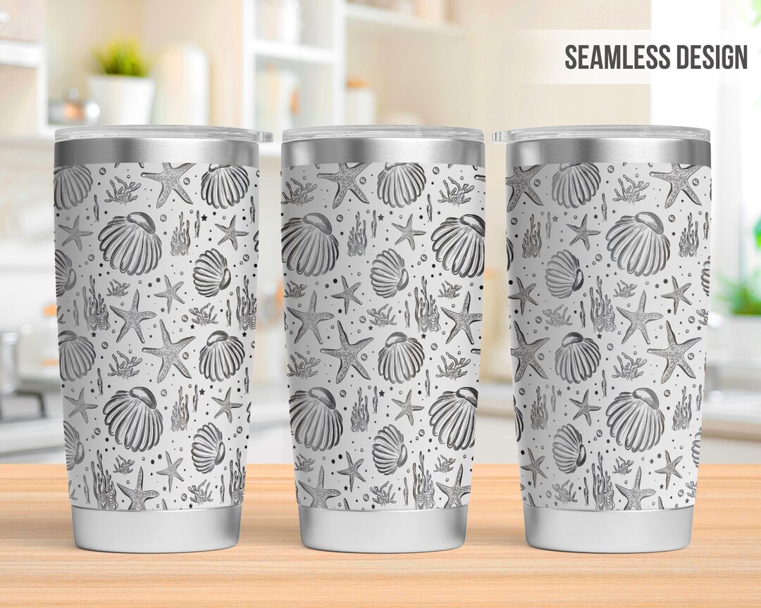 Seashells Tumbler Laser Svg, Starfish 20oz Tumbler Full Wrap Laser Svg ...