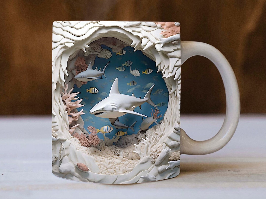3D Shark Mug Wrap, Shark Mug, Mug PNG, 3D Mug, 11oz Mug & 15oz Mug ...