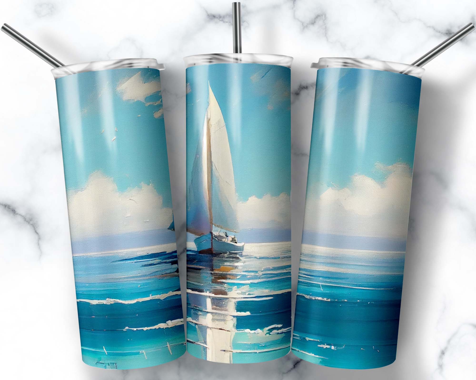 Boat Painting Tumbler Wrap Boat Tumbler Design Sublimation - Etsy