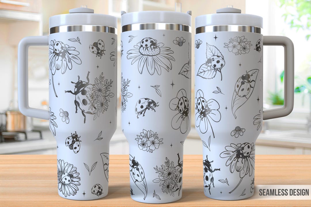 Flower Ladybug 40oz Tumbler Laser Engraving Wrap,ladybug Tumbler Wrap ...