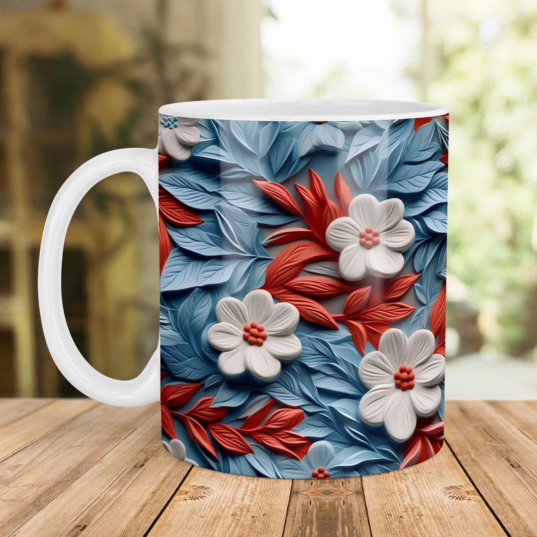 3D Flower Mug, Flower Mug Design, 3D Mug, 11oz Mug & 15oz Mug ...