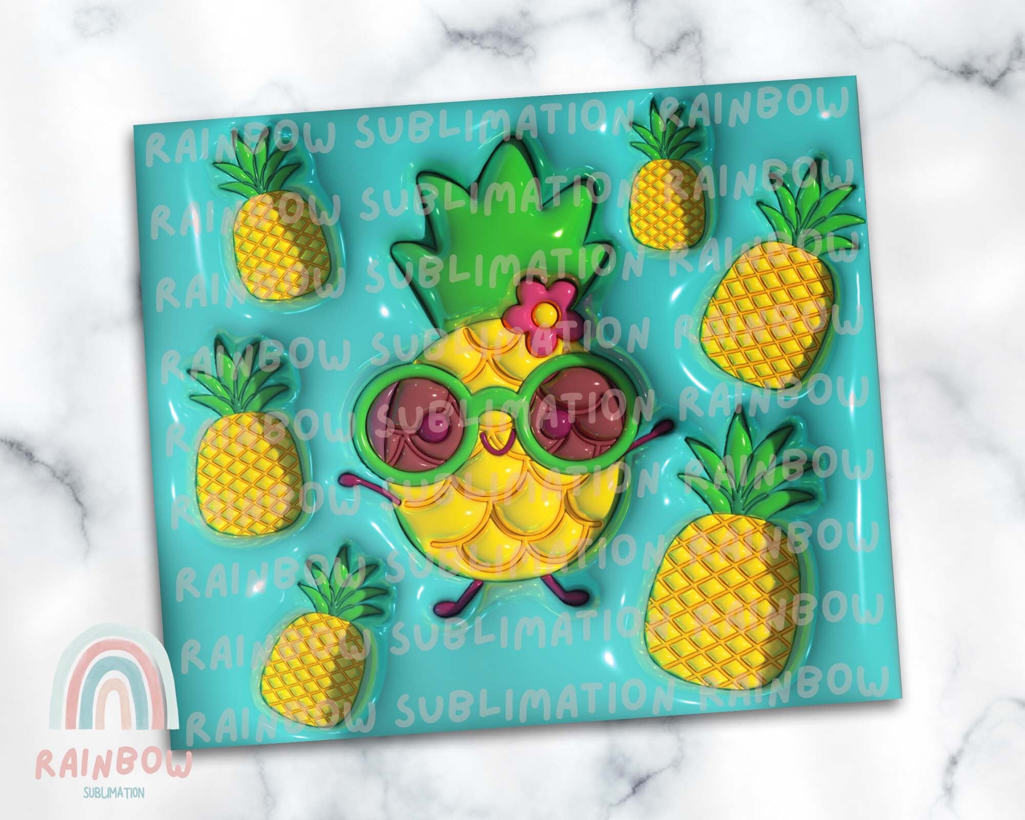 3D Inflated Pineapple Tumbler Wrap 3D Puff Inflated Tumbler - Etsy UK