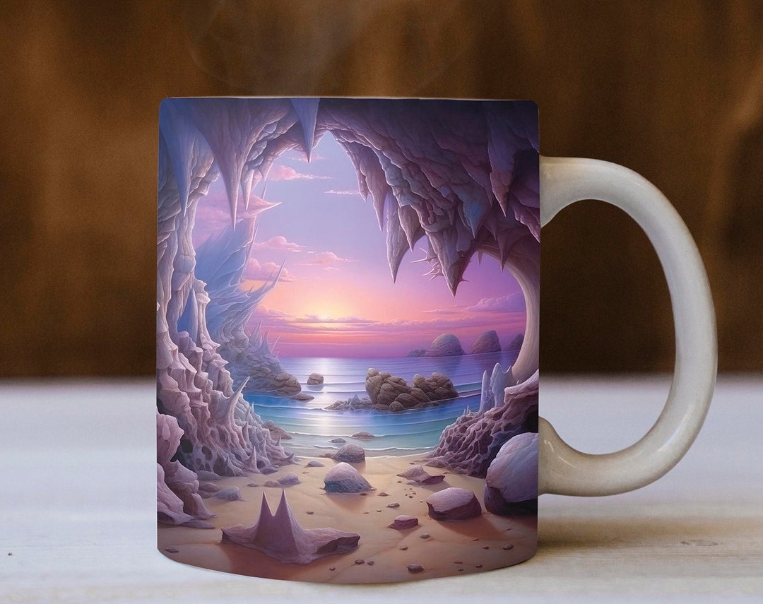 3D Sunset Beach Landscape Mug, Beach Mug Design, 3D Mug, 11oz Mug ...
