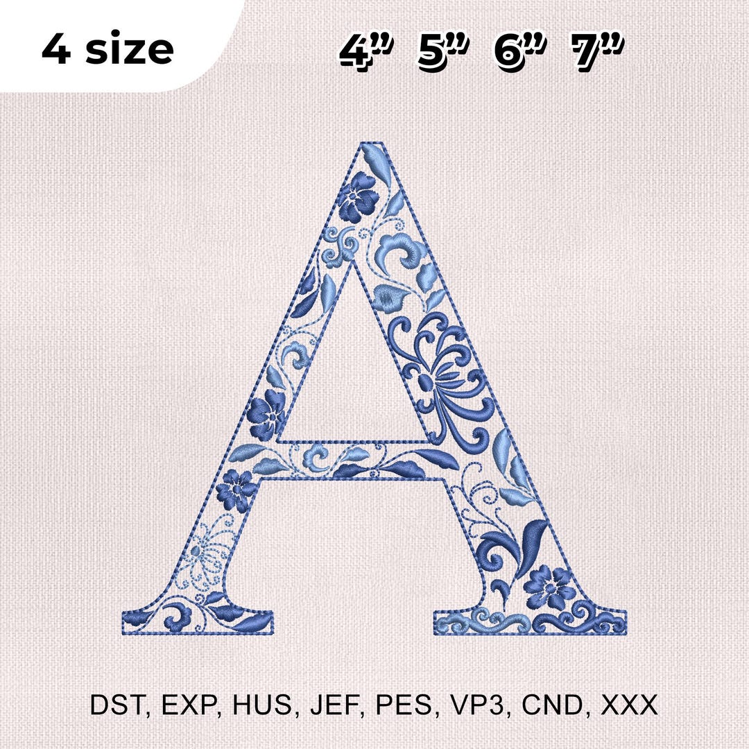 4 Size Chinoiserie Letters Embroidery Font Bundle,machine Embroidery ...